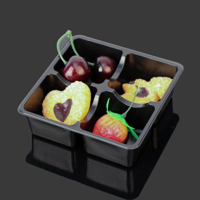 Cina Vassoio di plastica riciclabile nero del dolce del quadrato 12*12*5cm in vendita