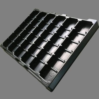 China Black PP Electronic Parts Square Blister Packaging Tray for sale