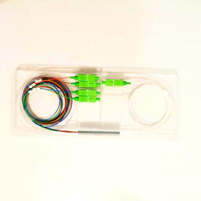 中国 FTTH 1x4のSc/Apcのコネクターが付いている鋼鉄管のタイプ繊維光学PLCのディバイダー 販売のため
