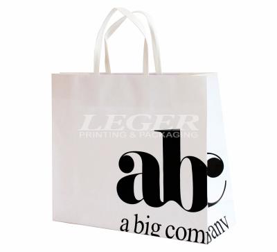 China White Recycled Paper Shopping Bags With Logo , Garment Packaging Bags for sale