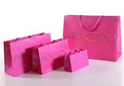 China Bright Color Paper Bags Printed With Logo , Paper Merchandise Bags for sale