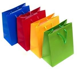 China Personalized Printed Paper Gift Bags , Colorful Rope Handle Paper Bags for sale