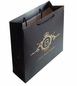 China Black Paper Gift Bags With Handles , Custom Shopping Bags With Logo for sale