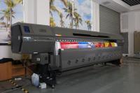 China Large Flatbed UV Printer C8 4 Heads 3.2M Width 4 Color CMYK Industrial Printing for sale