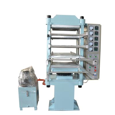 China 4 Layers 600X600X4 Plate Size Rubber Floor Tile Vulcanizing Press with Manual Push-Out Device for sale