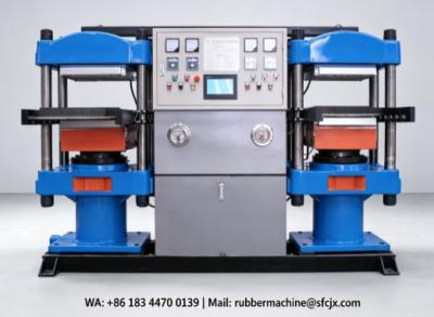 China PLC Automatic Dual Station Rubber Vulcanizing Press Machine with Vacuum Type Double Press for sale