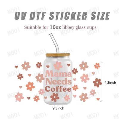 China Custom Mama'S Day UV DTF Transfers For Libbey Glass Tumblers Durable And Washable Designs for sale