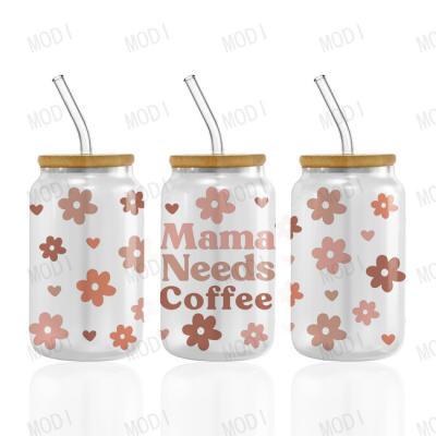 China Custom Mama'S Day UV DTF Transfers For Libbey Glass Tumblers Durable And Washable Designs for sale