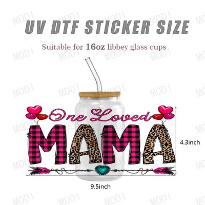 China UV DTF Cup Wrap Transfers Custom Logo Libbey Glass Tumbler Para promoções do Dia das Mães à venda