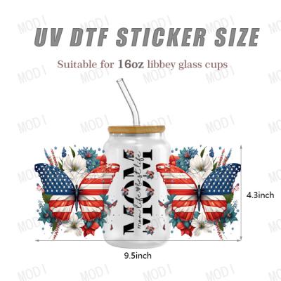 China UV DTF Cup Wrap Transfers voor Libbey Glass Tumbler met Custom Moedersdag ontwerpen Te koop