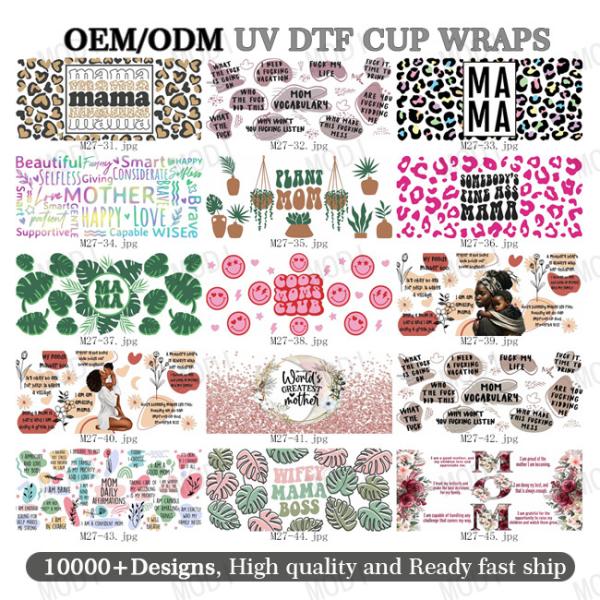 Quality UV DTF Cup Wrap Transfers Designs For Mama'S Day Designing Shirts for sale