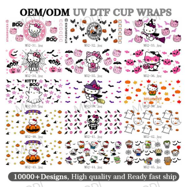 Quality Mickey Design Halloween UV DTF Cup Wraps For Glass Tumblers Transfers for sale
