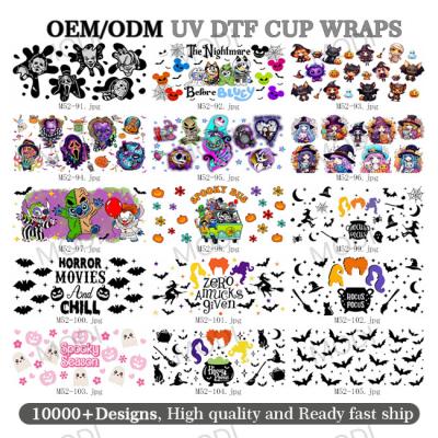 China Snelle en gemakkelijke Halloween Cup Wrap Designs met UV DTF Transfers voor Glass Tumblers Te koop