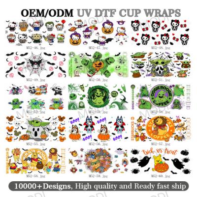 Cina 16OZ UV DTF Trasferimenti per Halloween Coppa Wrap Disegni su Tumblers di vetro in vendita