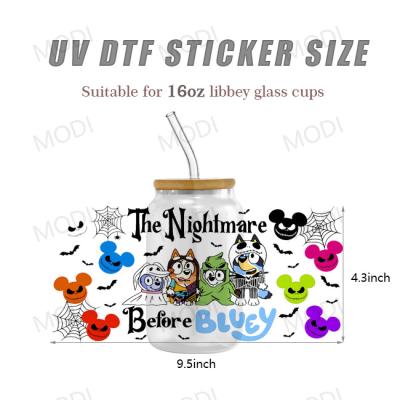 China UVDTF Cup Wrap Transfers Wholesale Transfer Printing Crystal Sticker Custom Halloween Decoraties Dtf Uv Cup Wrap 16oz Te koop