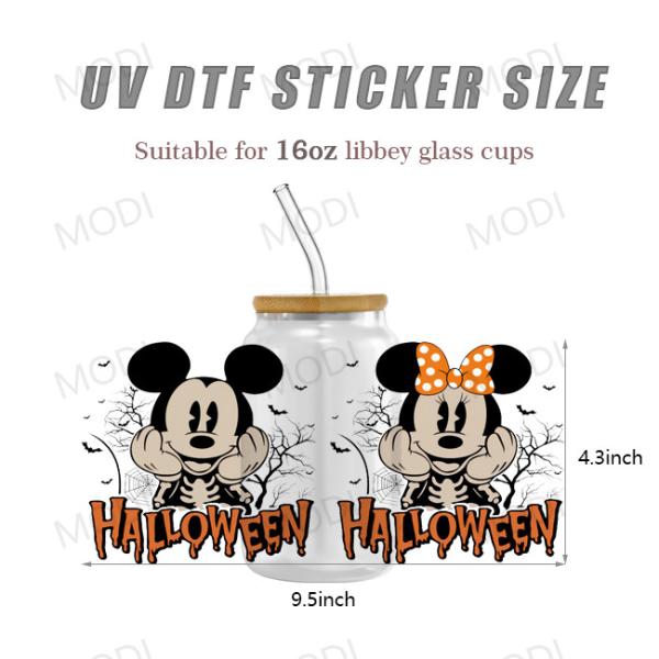 Quality Mickey Design Halloween UV DTF Cup Wraps For Glass Tumblers Transfers for sale
