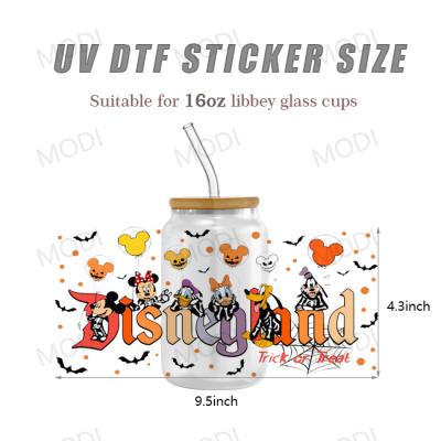 Cina 16OZ UV DTF Trasferimenti per Halloween Coppa Wrap Disegni su Tumblers di vetro in vendita