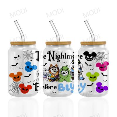China UVDTF Cup Wrap Transfers Wholesale Transfer Printing Crystal Sticker Custom Halloween Decoraties Dtf Uv Cup Wrap 16oz Te koop