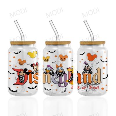 Cina 16OZ UV DTF Trasferimenti per Halloween Coppa Wrap Disegni su Tumblers di vetro in vendita