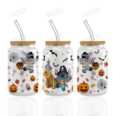 China Snelle en gemakkelijke Halloween Cup Wrap Designs met UV DTF Transfers voor Glass Tumblers Te koop