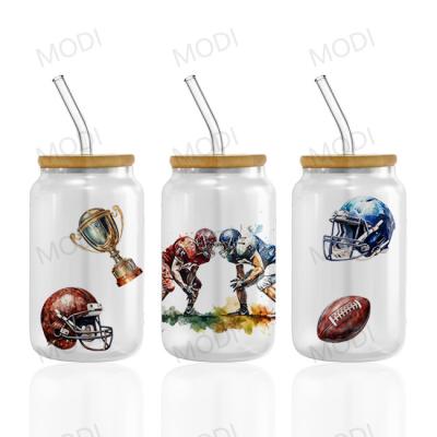 Cina UV DTF Transfer Cup Wrap Sticker per Tumbler di vetro Logo personalizzato Rugby Sports Balls 16Oz in vendita