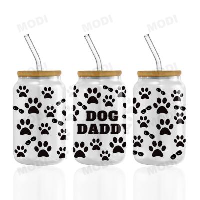 Cina 16oz Coppa di vetro DTF Coppa Wrap Transfer Sticker UV DTF Coppa Wrap Transfer all'ingrosso UVDTF Tumbler Wrap in vendita