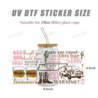 China Groothandel Klaar om te overdragen UV DTF Cup Wraps Custom Wraps Voor 16oz 20oz Libbey Glasbekers Koffiekoppen Tumblers Stick Te koop