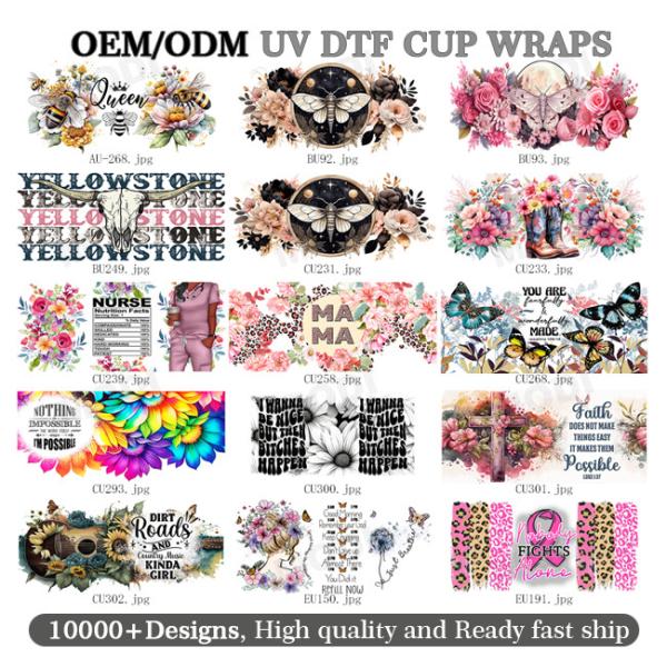 Quality New Design 16oz Cup Wraps Cup Glass Wraps Custom UV Logo Label Sticker For Cups for sale