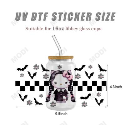 Cina 10000+ Disegni Nuovi Disegni Personaggio di cartone animato UV DTF Coppa Wrap Trasferimento Adesivo Per Libbey bottiglia di vetro 16oz Coppe Tazze in vendita