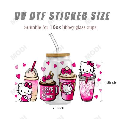 중국 UV DTF 컵 래프 전송 스티커 만화 닦아 치는 스티커 방수 제작 컵 디칼 컵 가구 공예 판매용