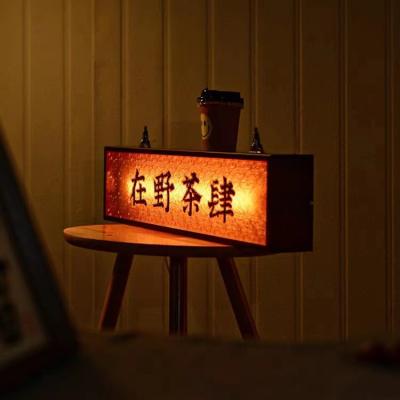 China Decorative acrylic light box custom retro nostalgic wood grain border outdoor signs for sale