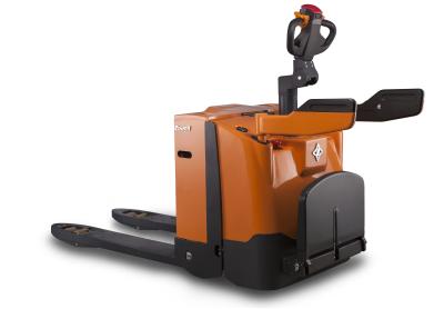 China Electric pallet truck/Pallet Jack 2 Ton, Stand on/Pedetrian Type, With FREI Tiller and Handle Safety Guide for sale