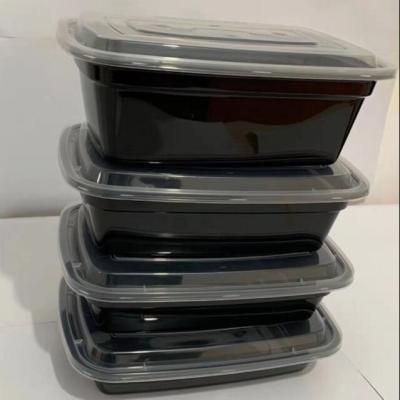 China Black 1000ml Microwavable Disposable PP Plastic Food Container for sale