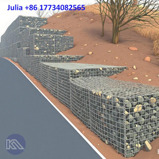 Completed gabion retaining wall installation