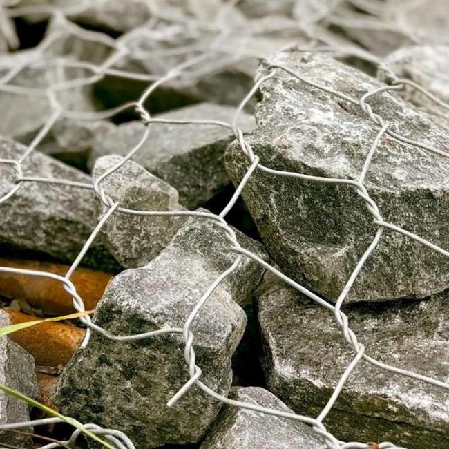 Galvanized gabion stone wall structure