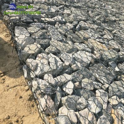 China 80*100mm PVC Coated 2*1*1m Galvanized Stone-filled Gabion Box For River Regulation for sale