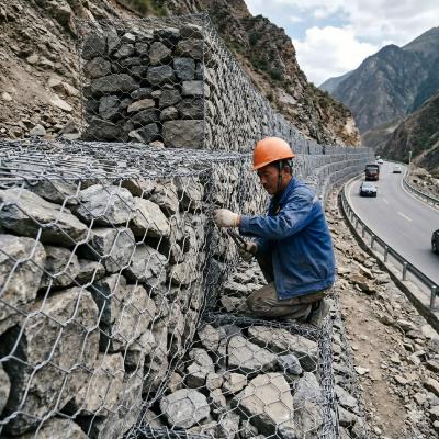 China Galvanized Wire Gabion Retaining Wall Durable Three Twist Weaving Type 2.2mm Lacing Wire Strong Structure for Soil Stabilization for sale