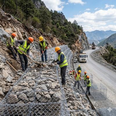China 2*1*1 M  80*100 Mm  Wire Mesh Gabion Stone Cage For Flood Control Land Reconstruction for sale