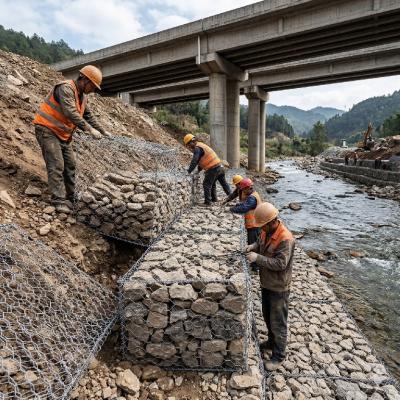 China Pvc Coated Gabion Wire Mesh Roll Rockfall Protection Netting For Riverbank Protection for sale