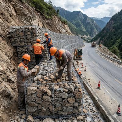 China 2*1*1m / 2*1*0.5m Stone Filled Gabion Mesh Cage for Slope Water Conservancy Protection Project for sale