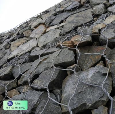 China Heavy Duty Galfan Gabion Retaining Wall with Double Twist Hexagonal Weaving for River Bank Protection for sale