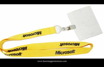China heat transfer printing logo custom yellow lanyard with ID badge holder for sale