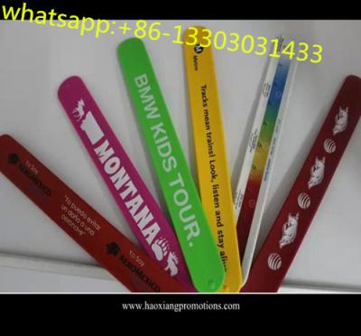 China High quality kids gifts CMYK colorful printed silicone slap wristband with cheap price for sale