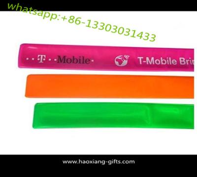 China Fashion design pvc slap wristband/hot selling slap band logo design kinds of slap bracelet for sale