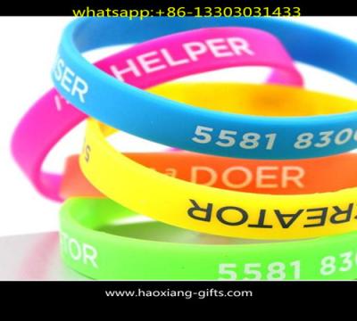 China manufacture promotion printing logo colorful silicone wristband/bracelet for sale