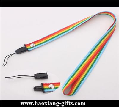 China 15*900mm custom logo colorful woven polyester lanyard with phone holder for sale