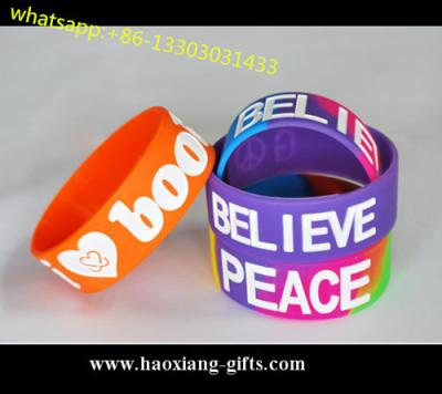 China Hot Sale No Minimum Custom Debossed/Embossed/printed 1 Inch Silicone Wristbands for sale