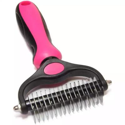 Cina Lungamente tratti 2 in 1 spazzola del pettine di acciaio inossidabile Cat Dog Pet Shedding Dematting Deshedding in vendita