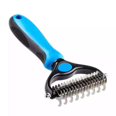 Cina Lungamente tratti 2 in 1 spazzola del pettine di acciaio inossidabile Cat Dog Pet Shedding Dematting Deshedding in vendita
