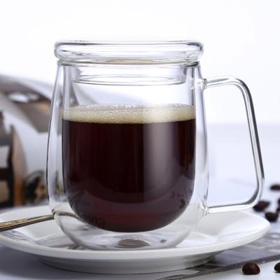 Cina Tazza da caffè isolata doppia del vetro trasparente delle tazze del caffè espresso di vetro in vendita
